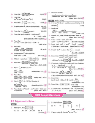 PYQ CBSE CLASS 10TH TRIGONOMETRY WITH SOLUTIONS | PDF