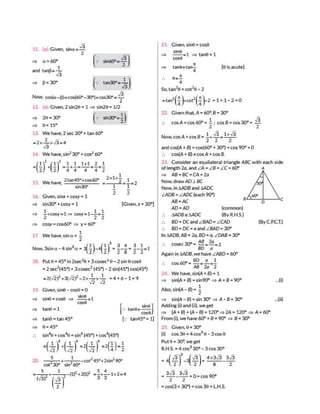PYQ CBSE CLASS 10TH TRIGONOMETRY WITH SOLUTIONS | PDF