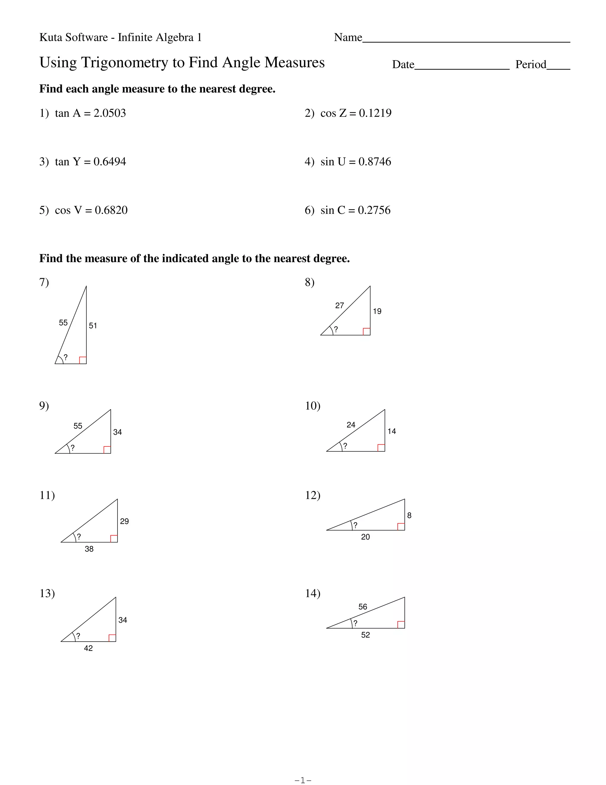 Trigonometry%20to%20 find%20angle%20measures | PDF