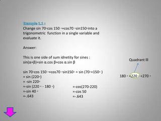 Trigonometry addition & substraction id | PPTX