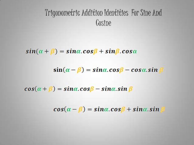 Trigonometry addition & substraction id | PPTX | Physics | Science
