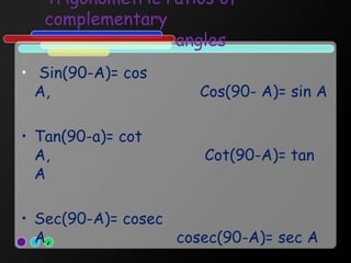 Trigonometry maths school ppt | PPTX