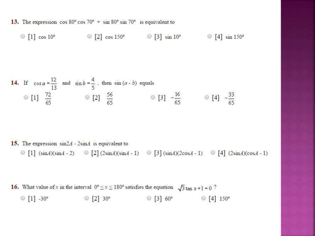Trigonometry mcq Question | PPT