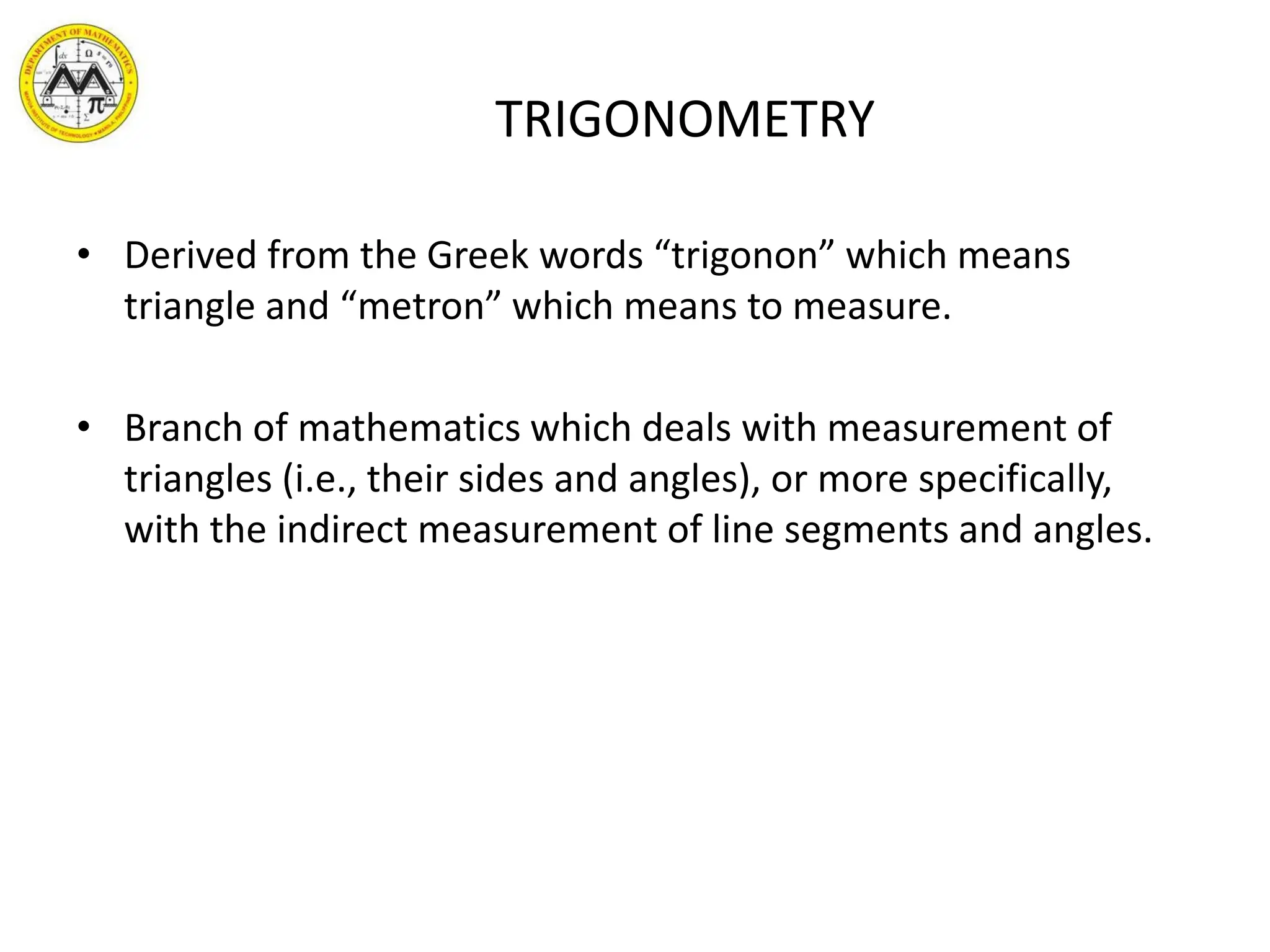 Angles, Triangles of Trigonometry. Pre - Calculus | PDF