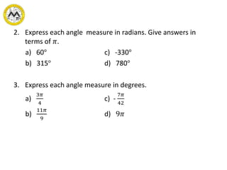 Angles, Triangles of Trigonometry. Pre - Calculus | PDF