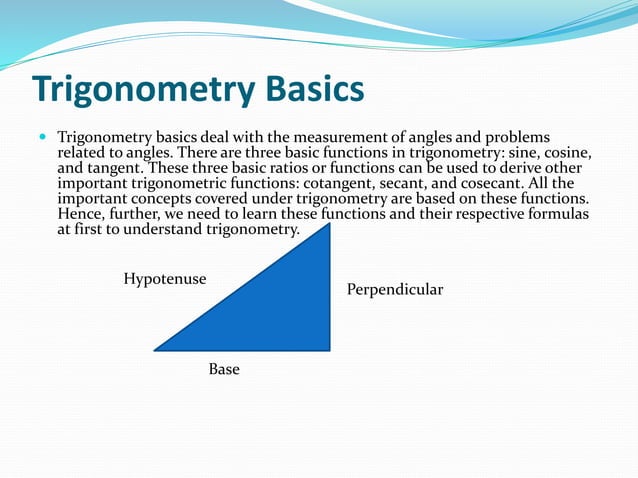 Trigonometry topic details and table with real example | PPT
