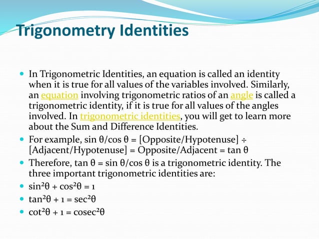 Trigonometry topic details and table with real example | PPT