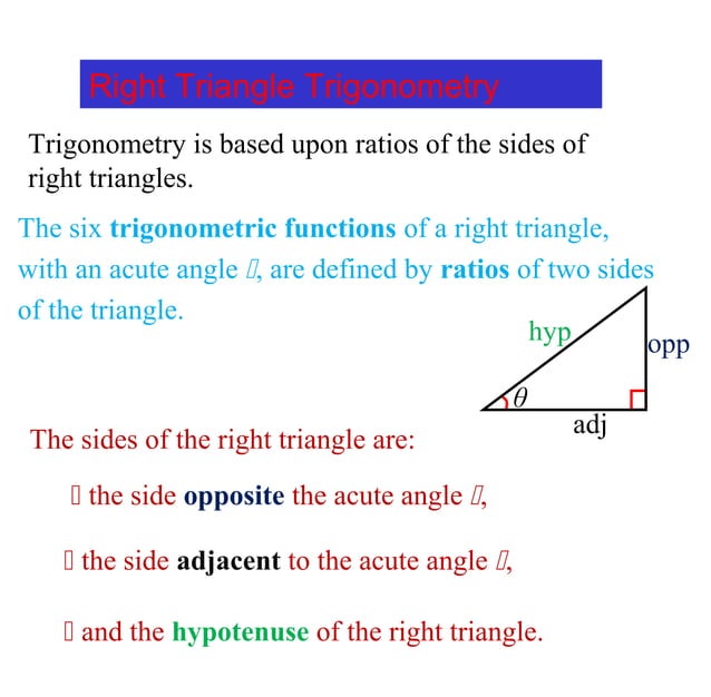 Trigonometry ratios in right triangle | PPT