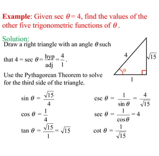Trigonometry ratios in right triangle | PPT