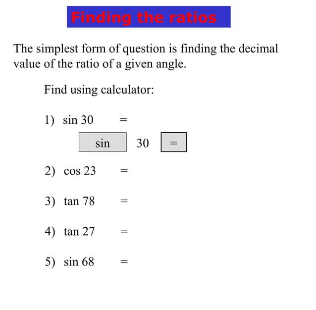 Trigonometry ratios in right triangle | PPT