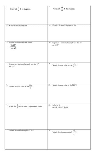 Trigonometry Review | DOC