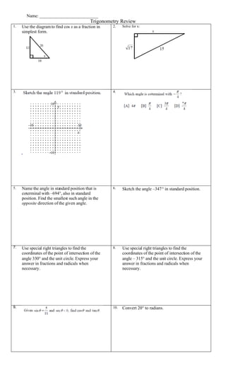 Trigonometry Review | PDF