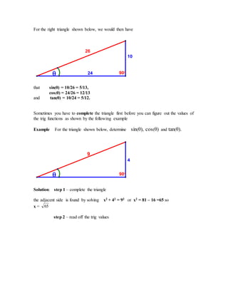 Trigonometry docs | DOC