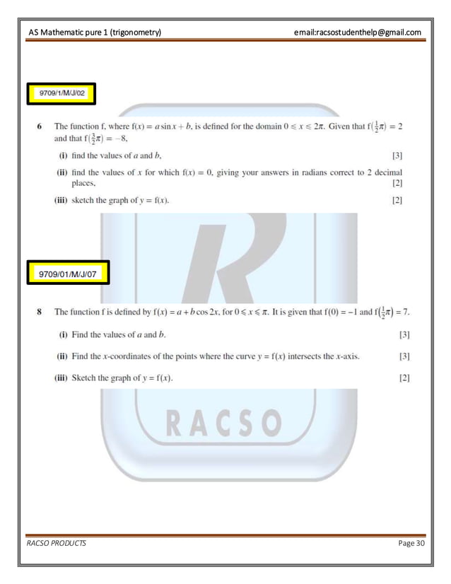 AS LEVEL Trigonometry (CIE) EXPLAINED WITH EXAMPLE AND DIAGRAMS | DOCX