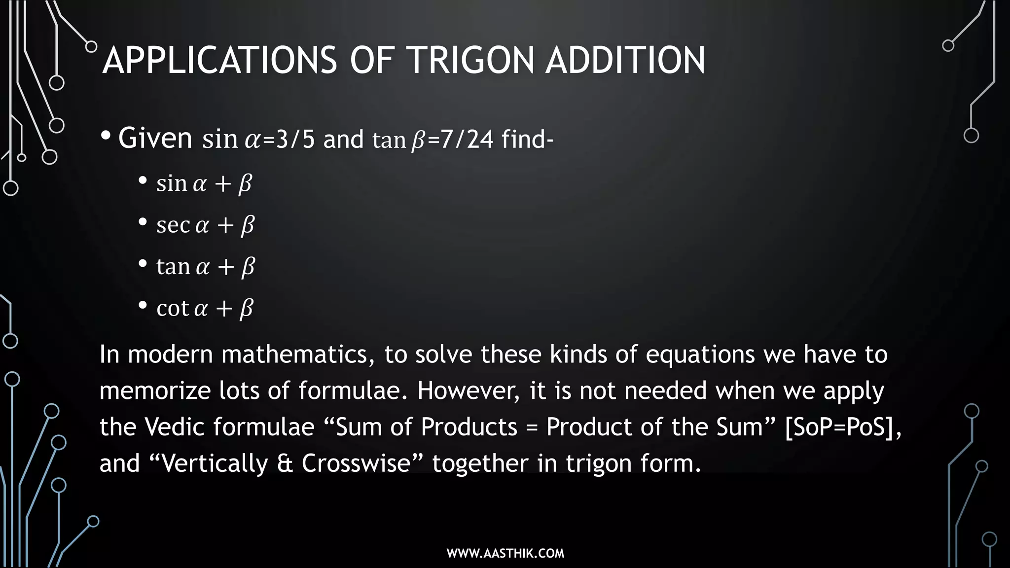 Trigonometry using Vedic Mathematics Volume One | PPTX