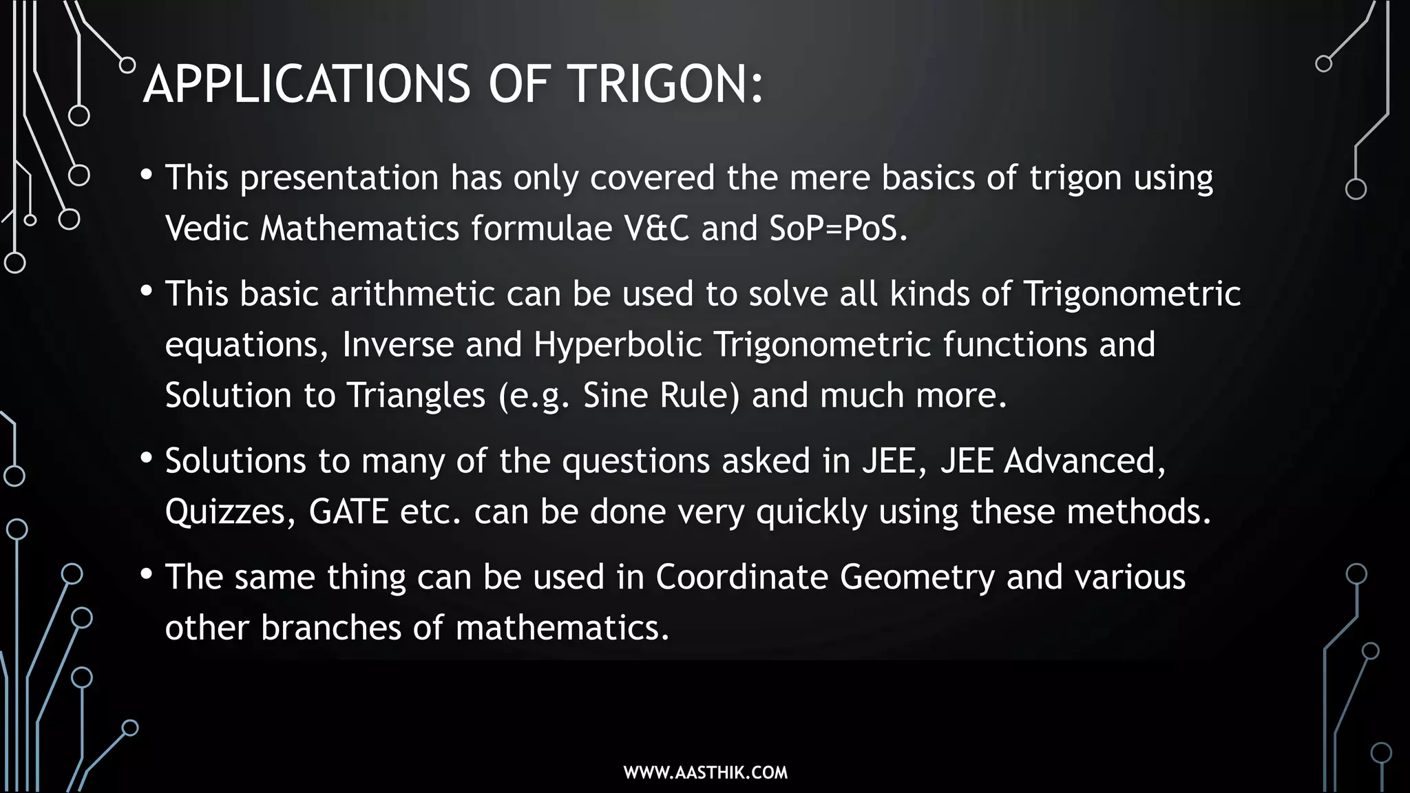 Trigonometry using Vedic Mathematics Volume One | PPTX