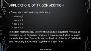Trigonometry using Vedic Mathematics Volume One | PPTX