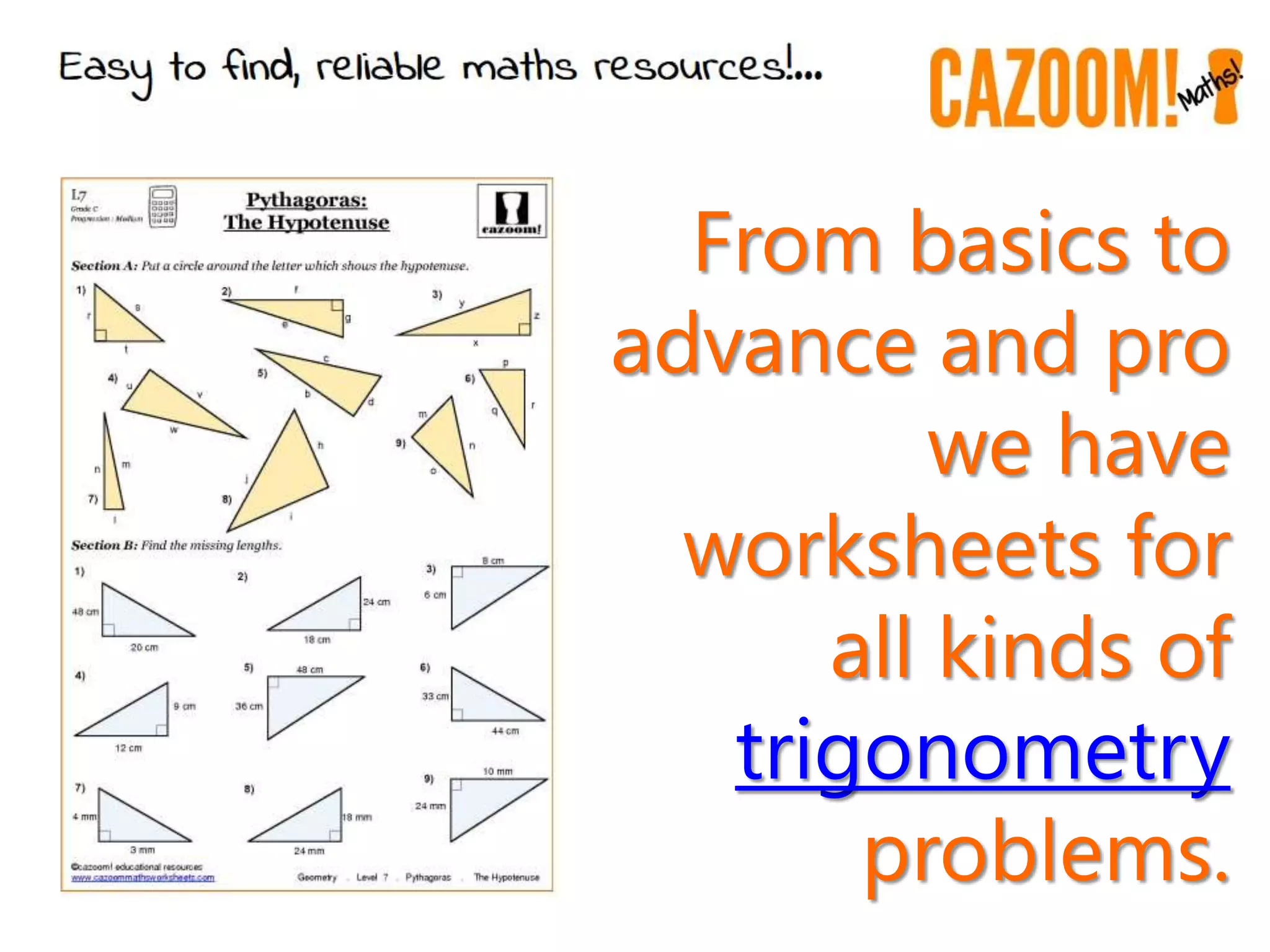 Trigonometry worksheets | PPT