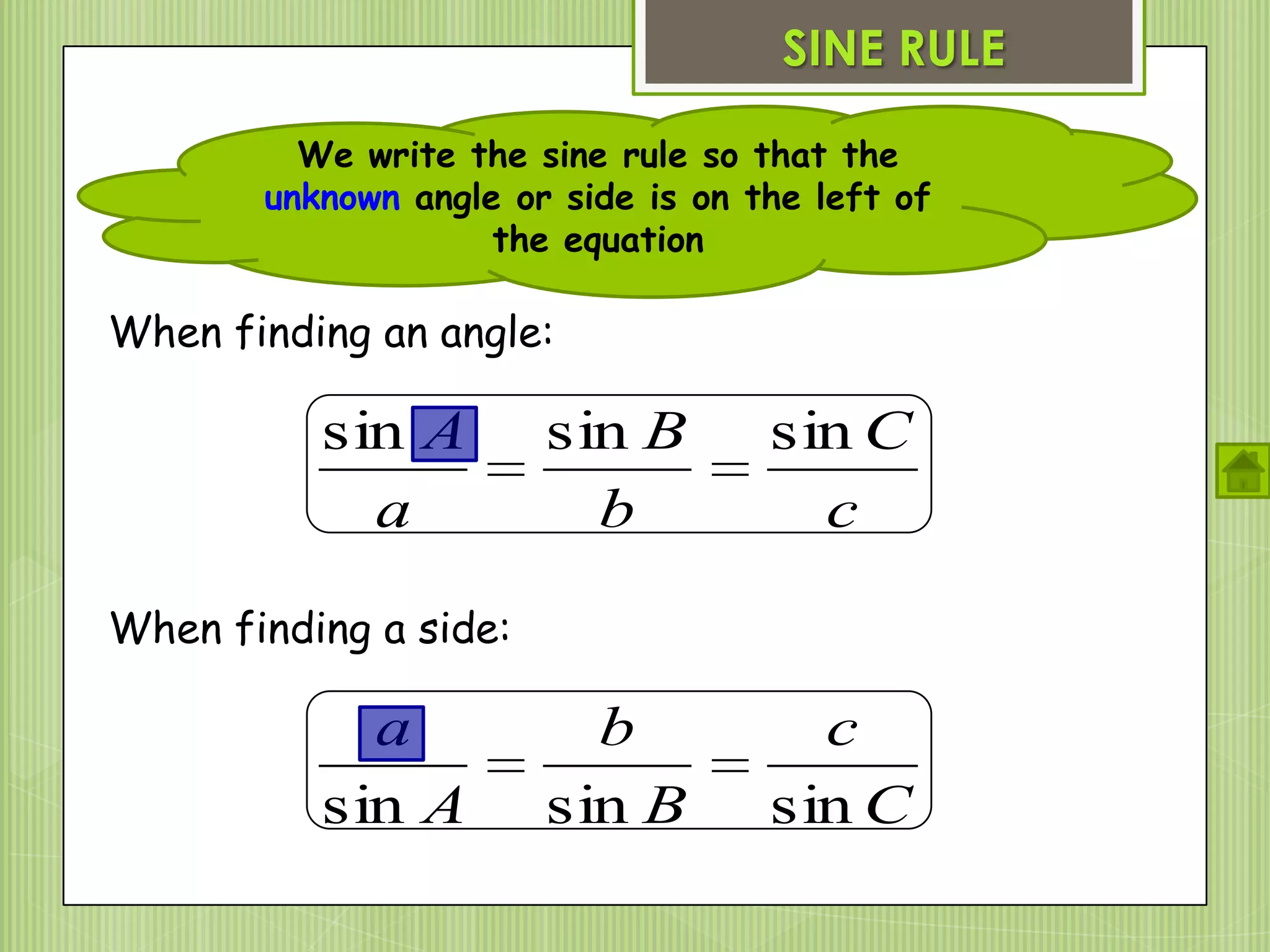 Trigo the sine and cosine rule | PPSX
