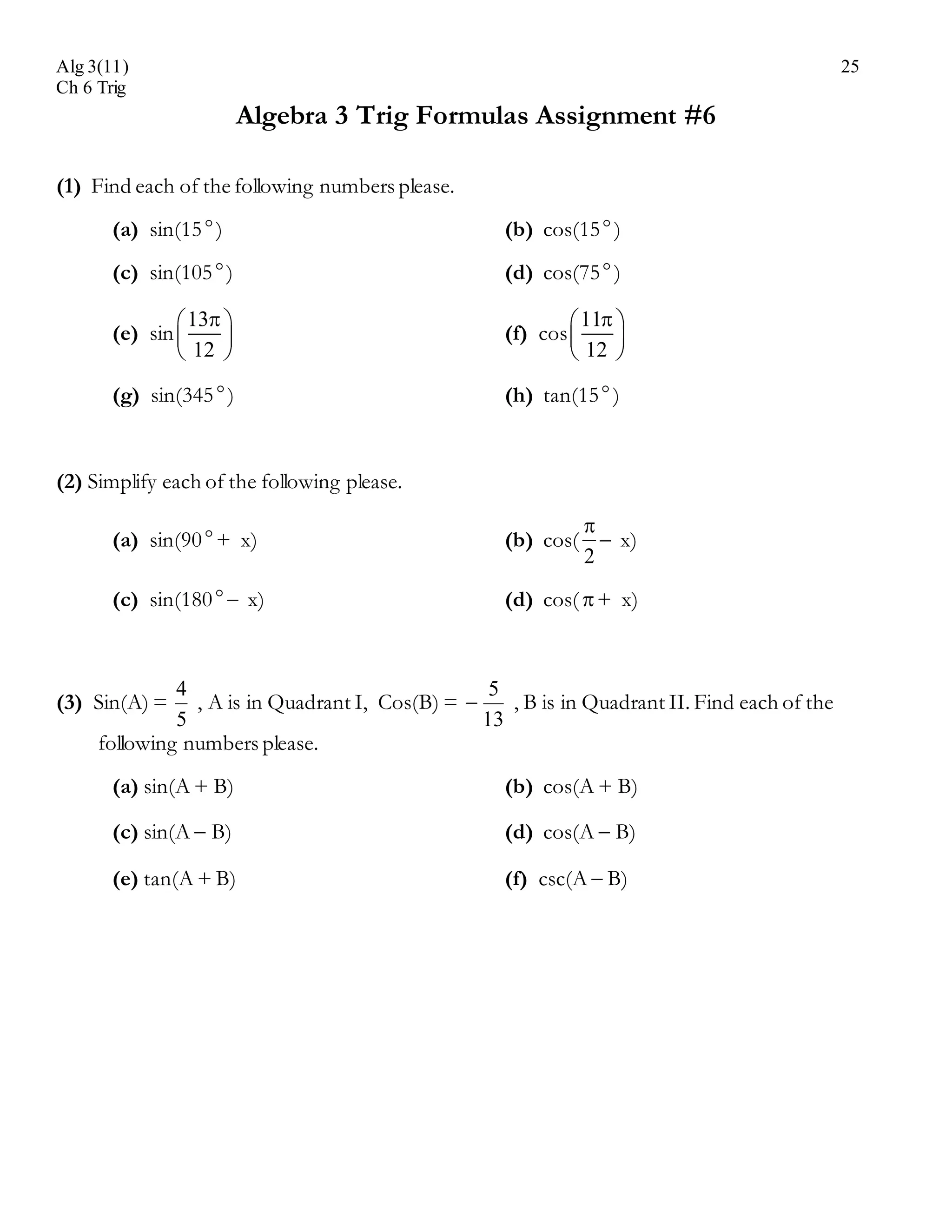 Trig packet1 000 | PDF