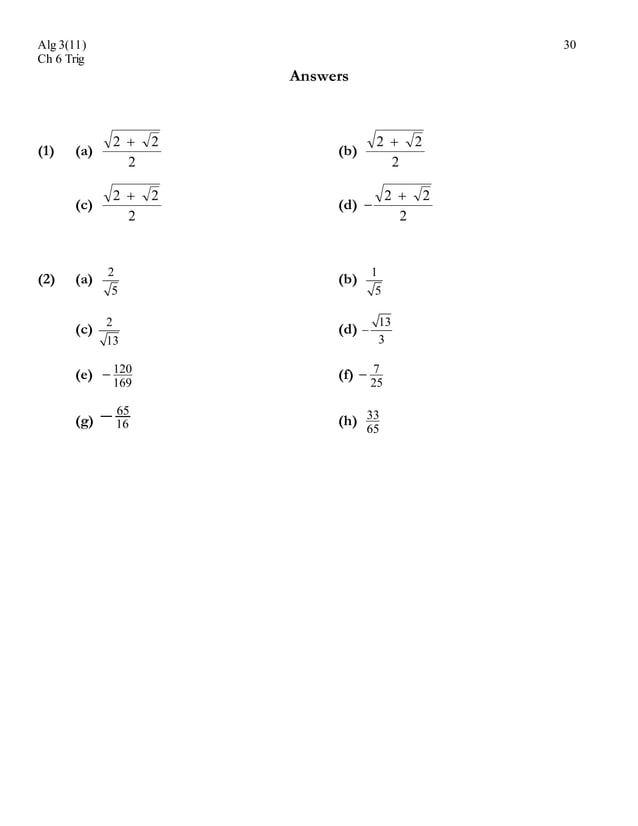 Trig packet1 000 | PDF