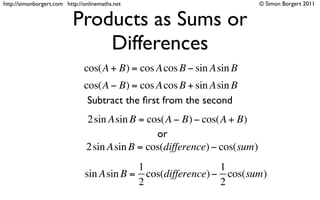 Trig products as sum and differecnes | PPT