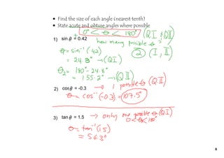 Trig Ratios Of Obtuse Angles | PDF