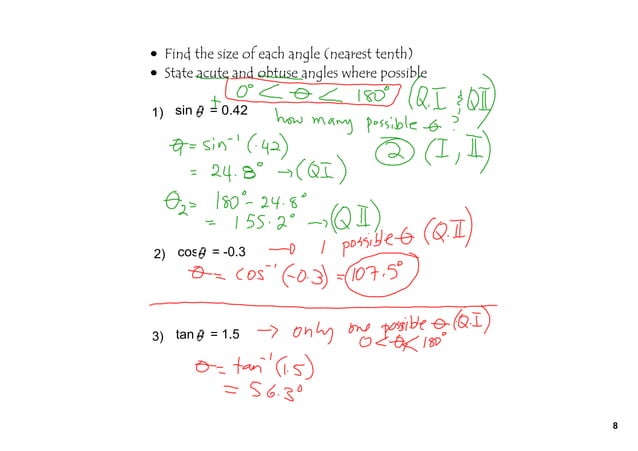 Trig Ratios Of Obtuse Angles | PDF | Science