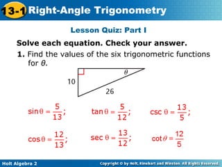 Trig right triangle trig | PPT