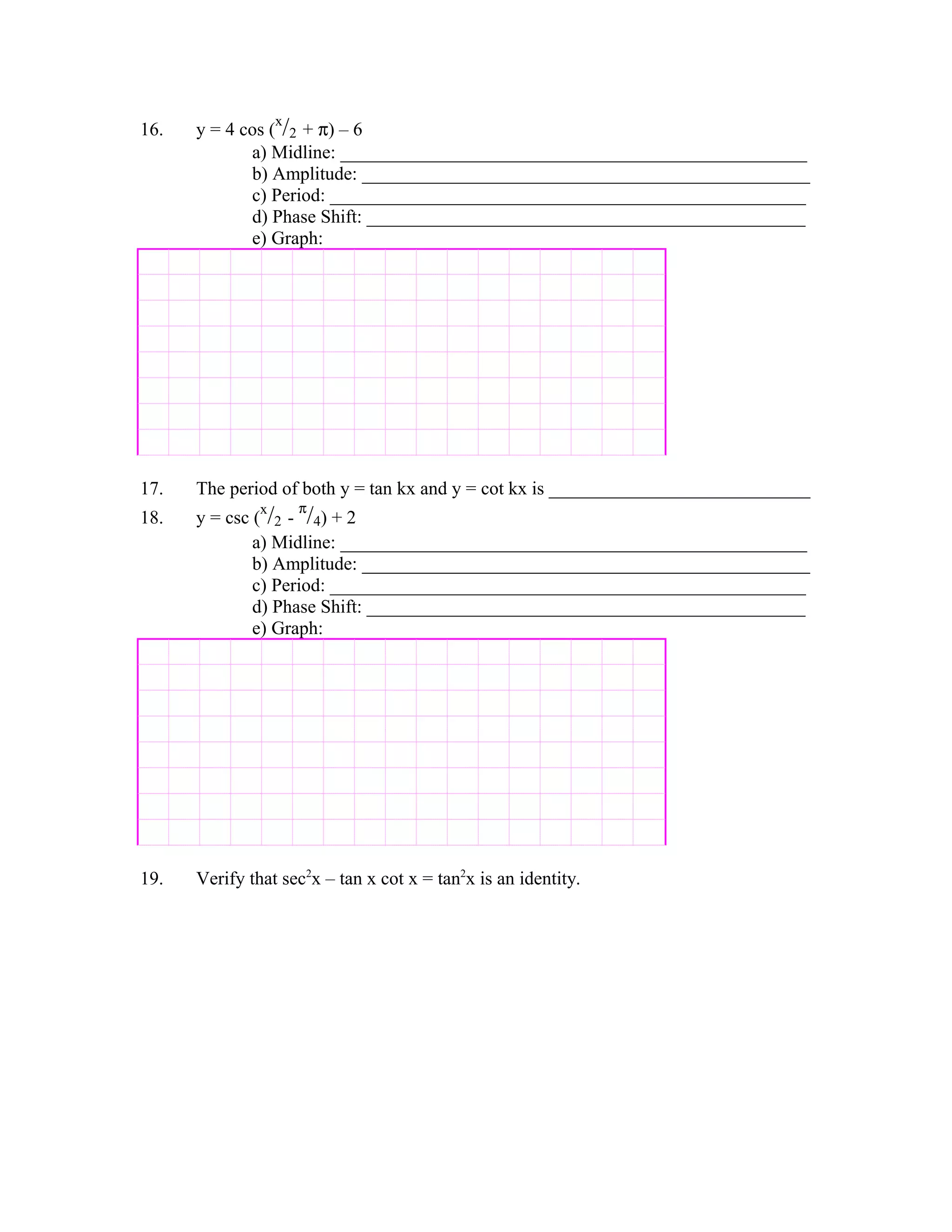 Precalculus Trig Study Guide | DOC
