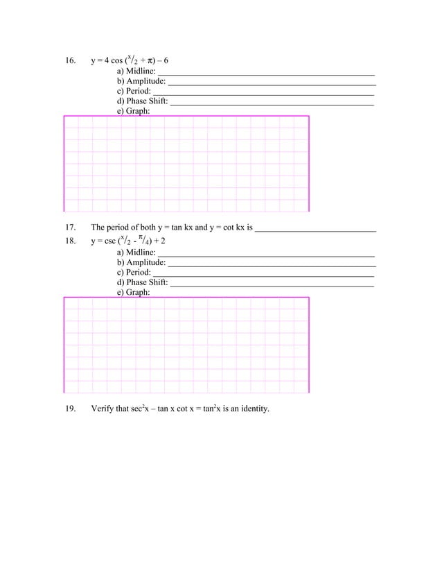 Precalculus Trig Study Guide | PDF