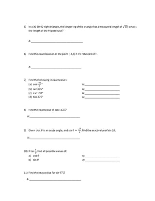 Trig test self test help | PDF