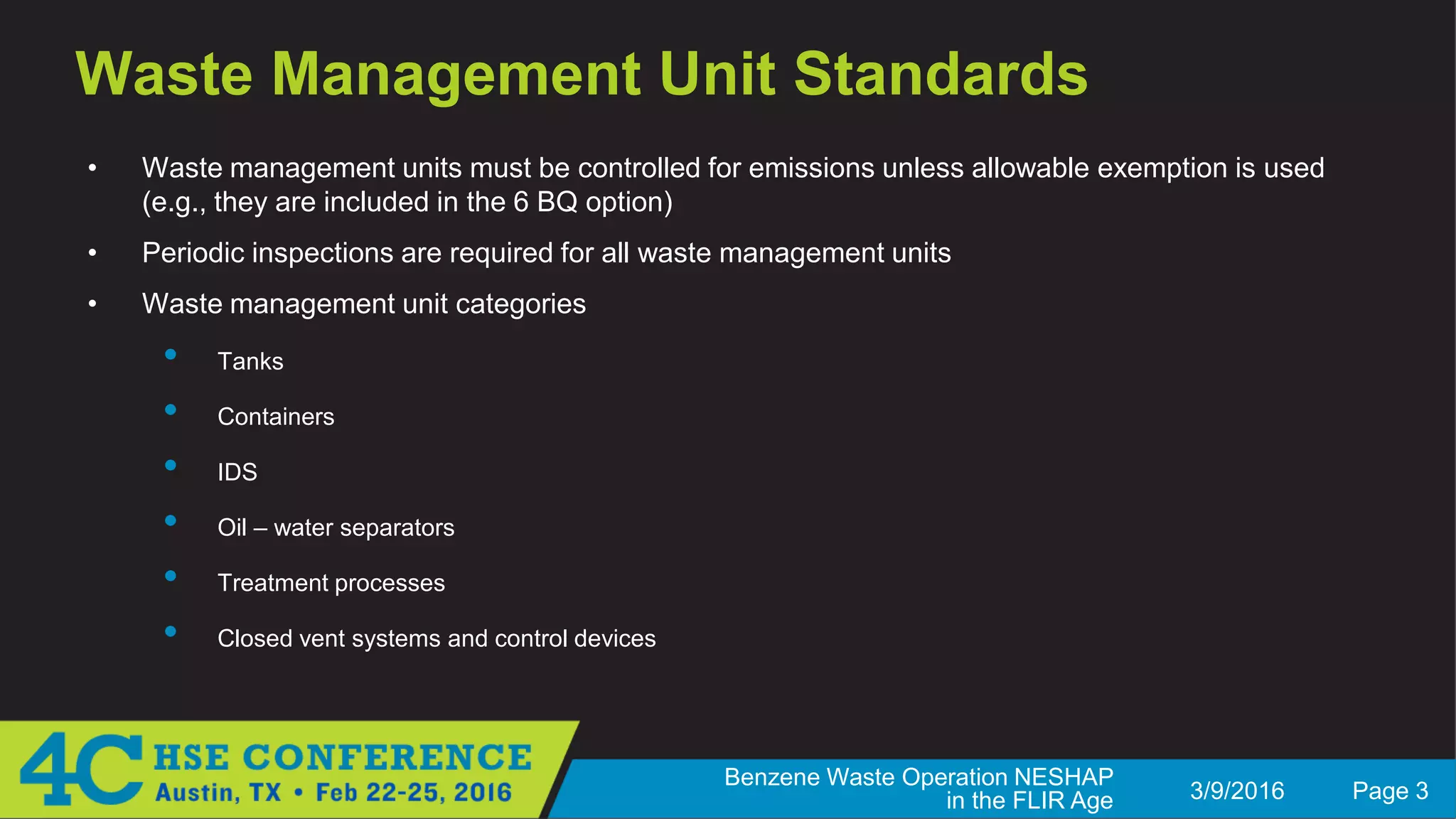 Benzene Waste Operations NESHAP in the FLIR Age | PPT