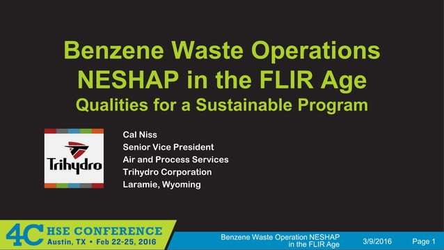 Benzene Waste Operations NESHAP in the FLIR Age | PPT