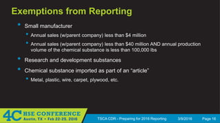 TSCA Chemical Data Report | PPT | Free Download