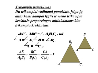 Trikampiu panašumas(teorija pavyzdžiai) | PPT