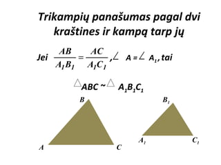 Trikampiu panašumas(teorija pavyzdžiai) | PPT