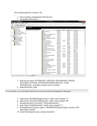 Trik mempercepat boot windows xp | DOC