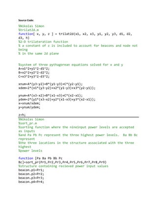 Trilateration Calculation Program for Location Tracking System | PDF