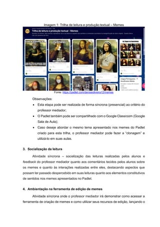 Trilha de leitura e produção textual MEMES | PDF