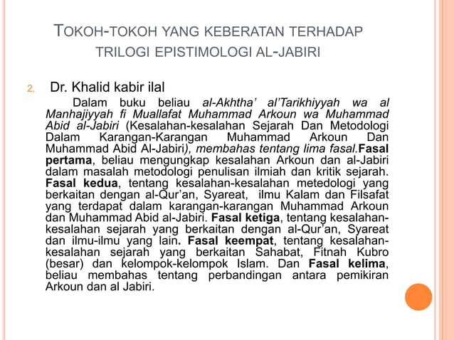 TRILOGI EPISTEMOLOGI MUHAMMAD ABED AL-JABIRI | PPTX