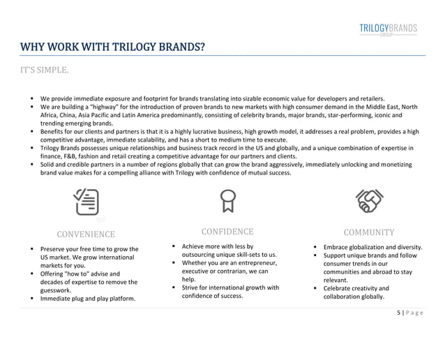 Trilogy Brands Executive Summary | PPT