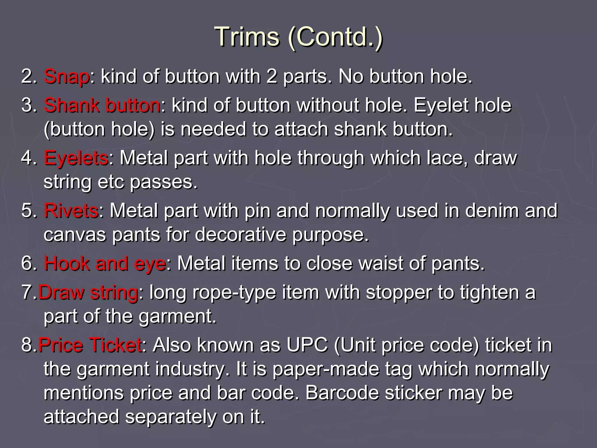 Garments Accessories & Trims | PPT
