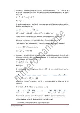 Triângulo de Pascal: Exercícios resolvidos | PDF