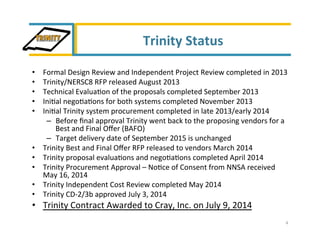 Update on Trinity System Procurement and Plans | PDF | Operating ...