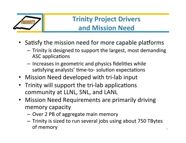 Update on Trinity System Procurement and Plans | PPT