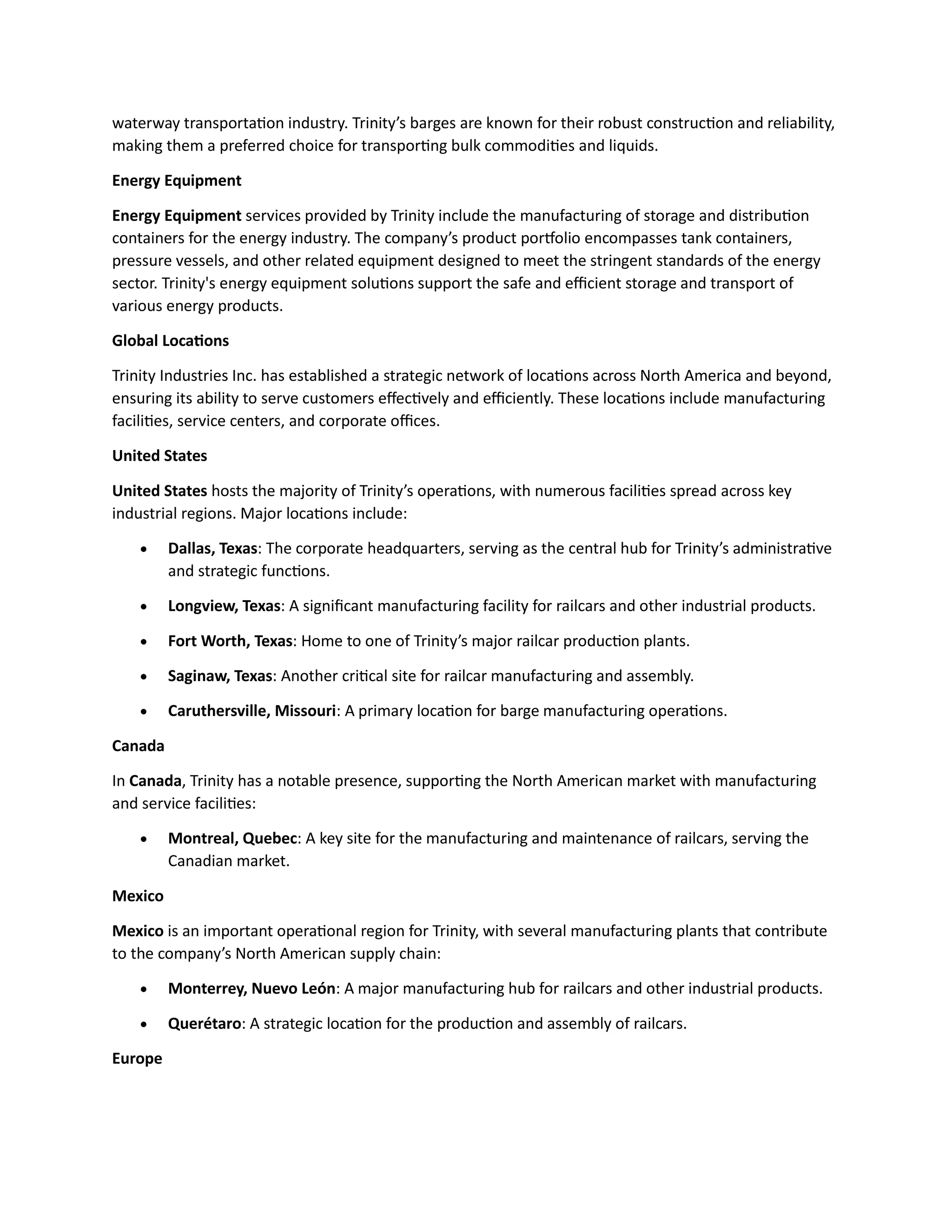 Trinity Industries Inc.: Comprehensive Profile and Global Locations | PDF