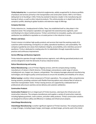 Trinity Industries Inc.: Comprehensive Profile and Global Locations | PDF