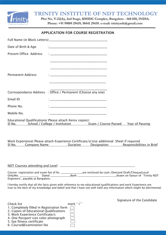 Trinity N D T Training Brochure | PDF