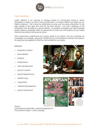 trinity productions | PDF